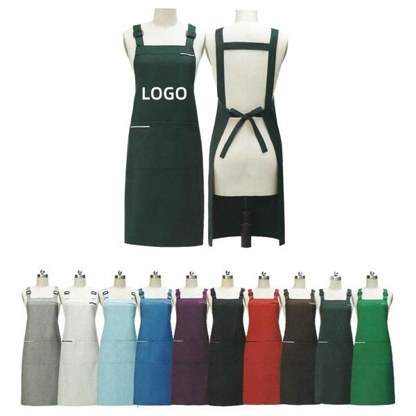 Serge Kitchen Aprons W/ Shoulder Support Strap & 2 Pockets,Aprons