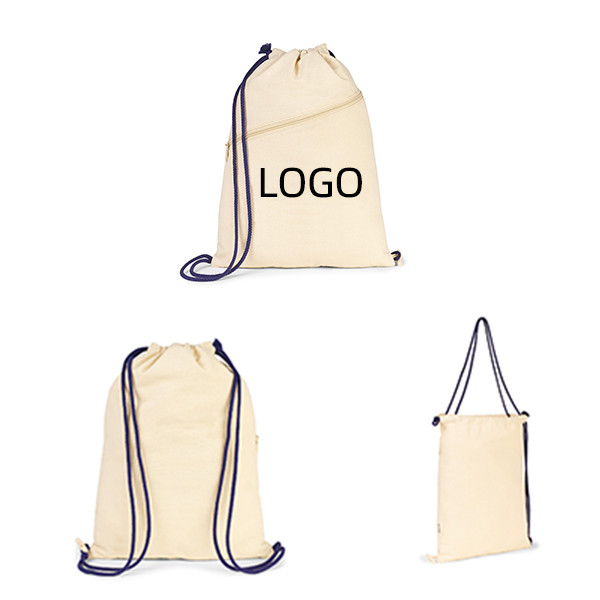 Canvas Drawstring Bag W/ Zipper,Drawstring Sportpacks