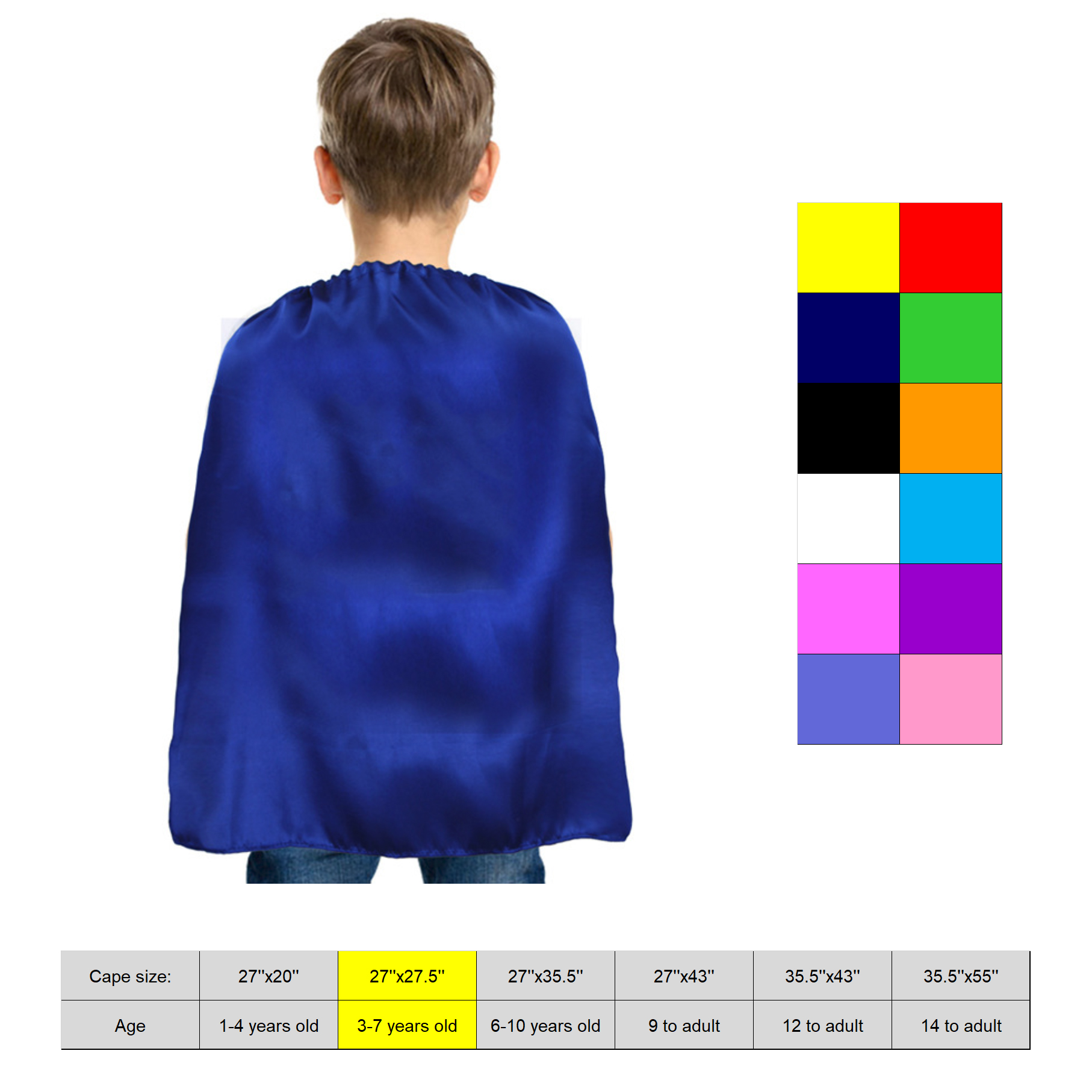 Super Hero Satin Cape For Kids (27" X 27.5"),Cape