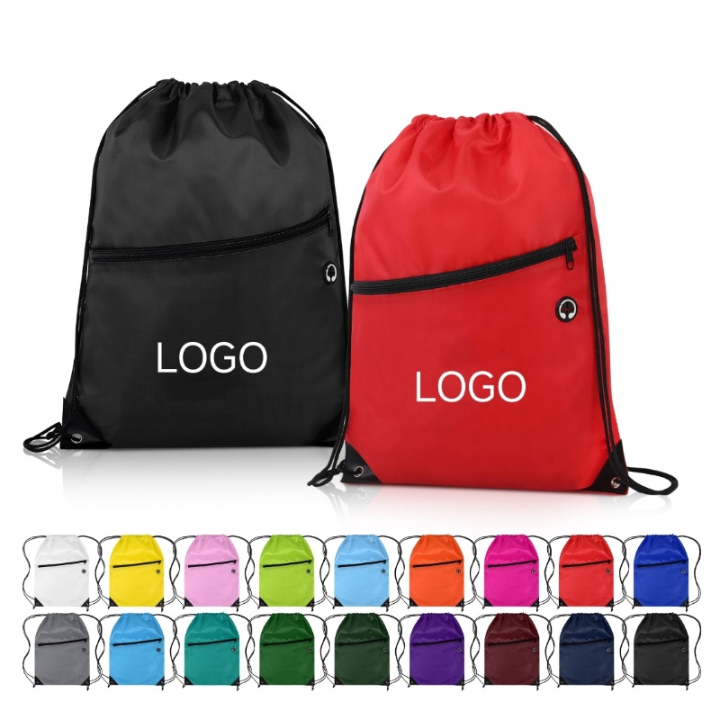 210D Drawstring Backpack W/ Front Zipper Pocket,Drawstring Sportpacks