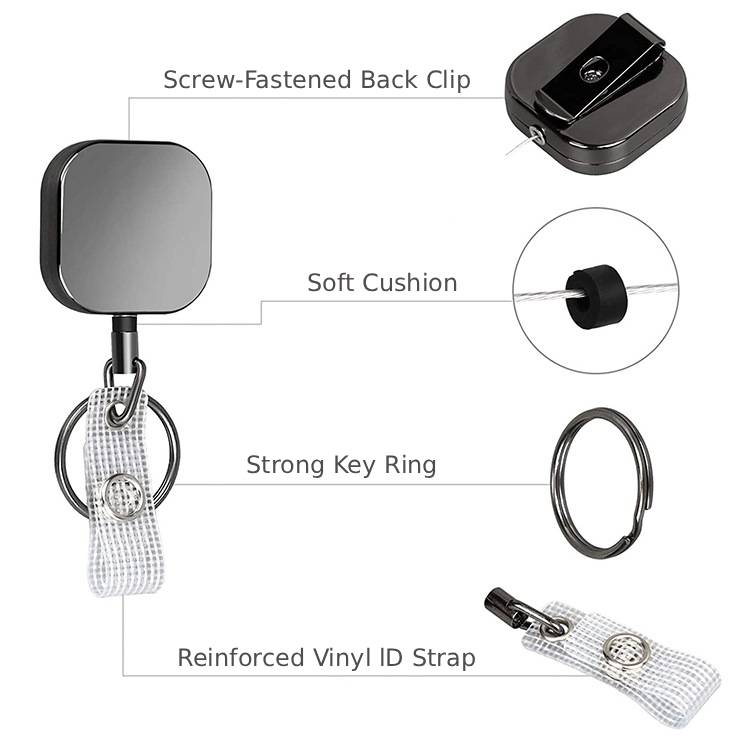 Square Metal Retractable Badge Holder,Name Tags & Badges