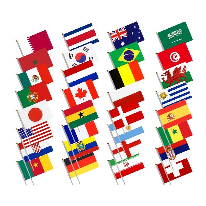 World National Hand Flag W/ Stick,Banners, Flags & Signs