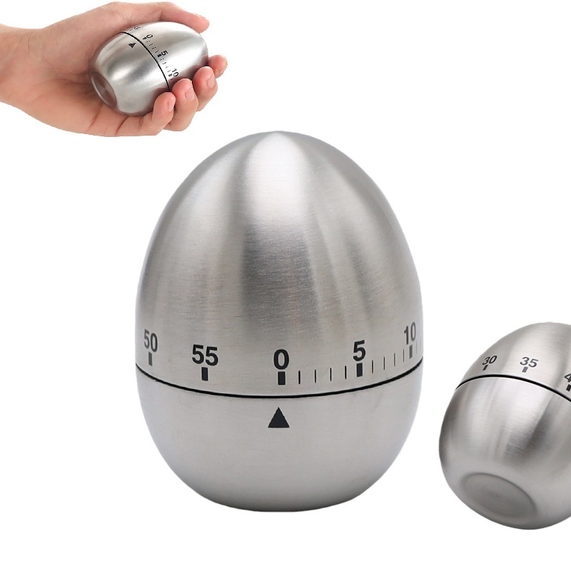 Stainless Steel Mechanical Rotating Egg-Shaped Timer,Tools