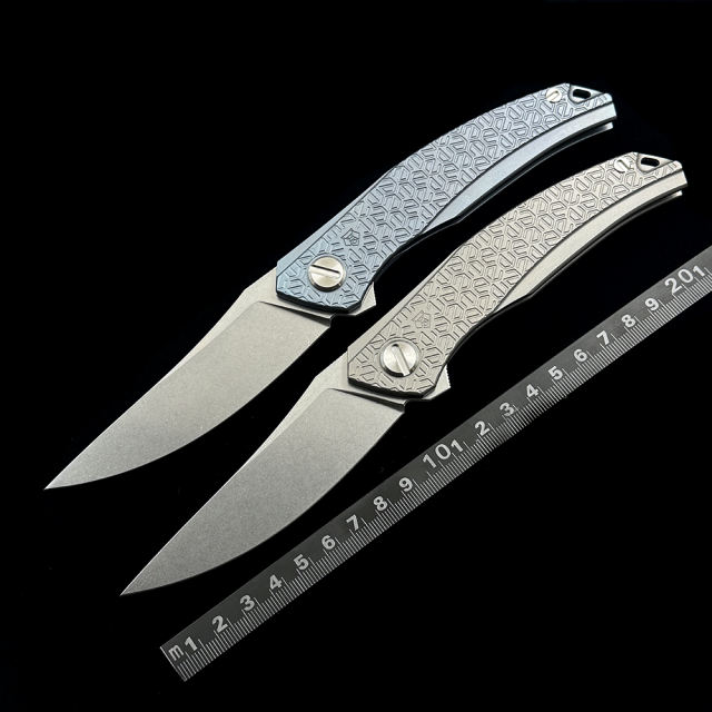 Shirogorov Quantum Cromax PM Blade Titanium Alloy Handle Folding Knife ...