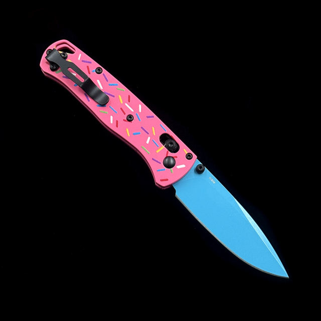 BM 535 Bugout Donut Pink Aluminum Bearing folding knife