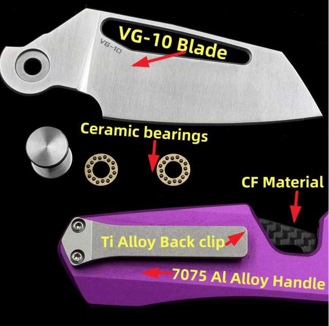 WT B4 %100 VG-10 Blade（With logo）Magnet Inside Aluminum Folding Knife
