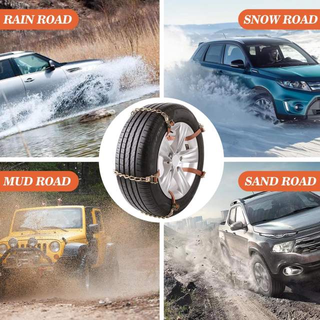 Snow Chains, 225-295mm Universal Tire Chains for Car, SUV, RV, Pickup ...