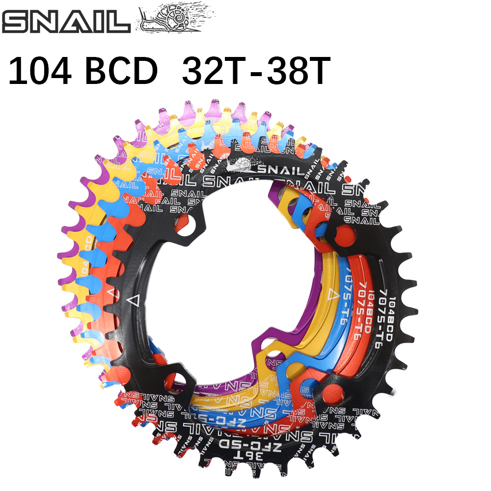 SNAIL Chainring 104BCD Oval 32 34 36 38T Tooth Narrow N Wide Single Ultralight Plate MTB ...