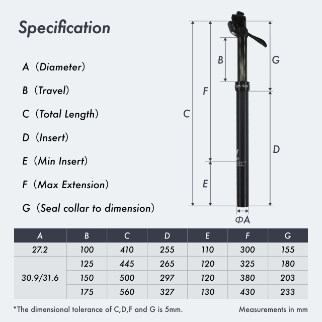 Kindshock Dropper Seatpost Manual Travel 175mm 125 150 Height ...