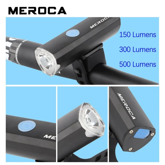 Meroca bike light torch light 500 lumens 2000mAh battery waterproof ...