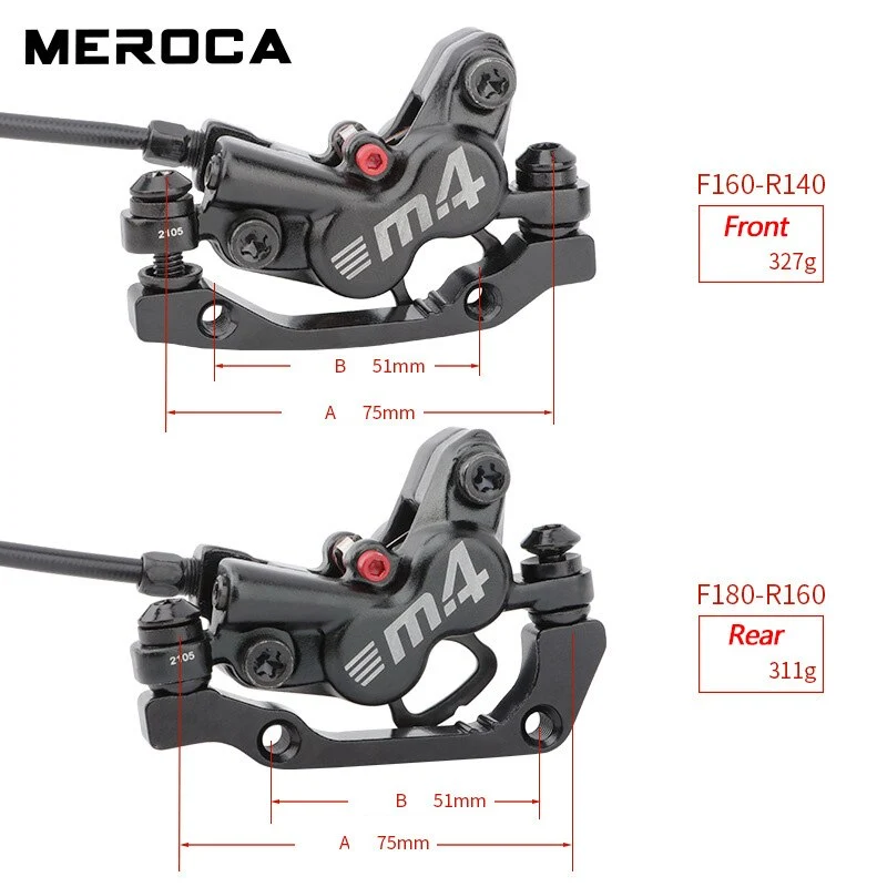 Meroca Bike Brake 4 piston cylinder Hydraulic MTB Brake brake oil ...