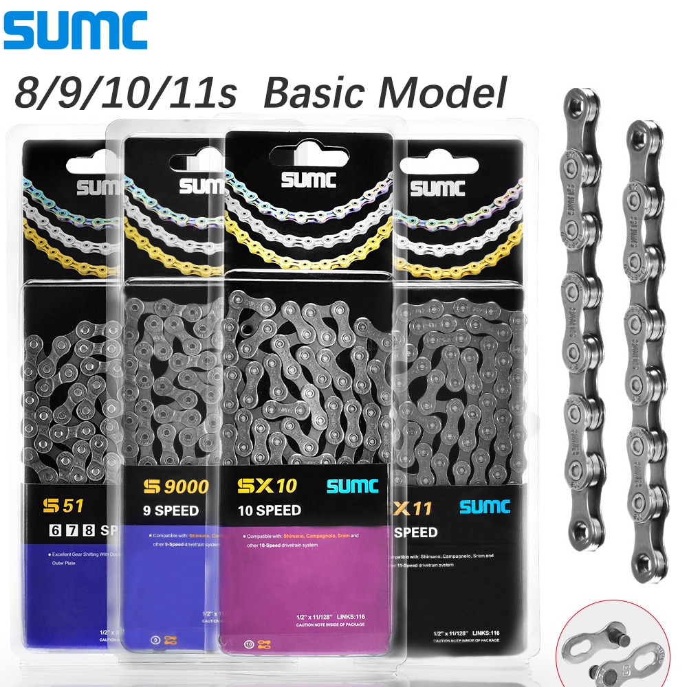 SUMC Bike Chain Grey X8 X9 X10 X11 Lightweight For 8 9 10 11 Speed MTB ...