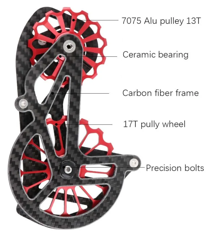 Road Bike Rear Derailleur Carbon Fiber Ceramic Bearing 17T Pulley Guide Wheel R5800 R6800 R7000 ...
