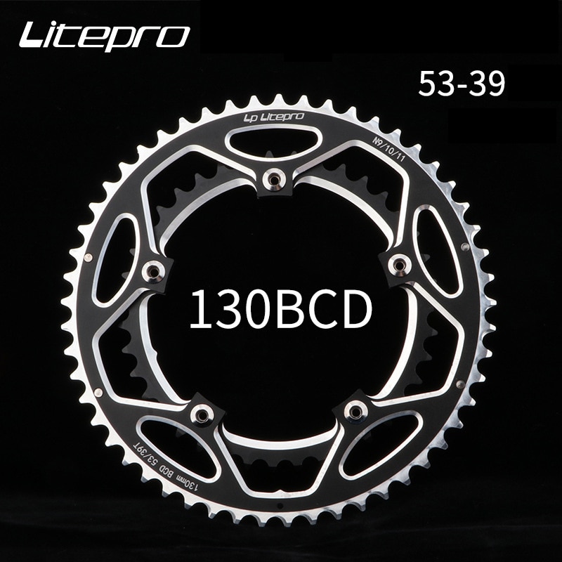 LP Litepro 130BCD 2x Chainring double chainring 130 bcd for road bike folding bike 53 39T Tooth ...