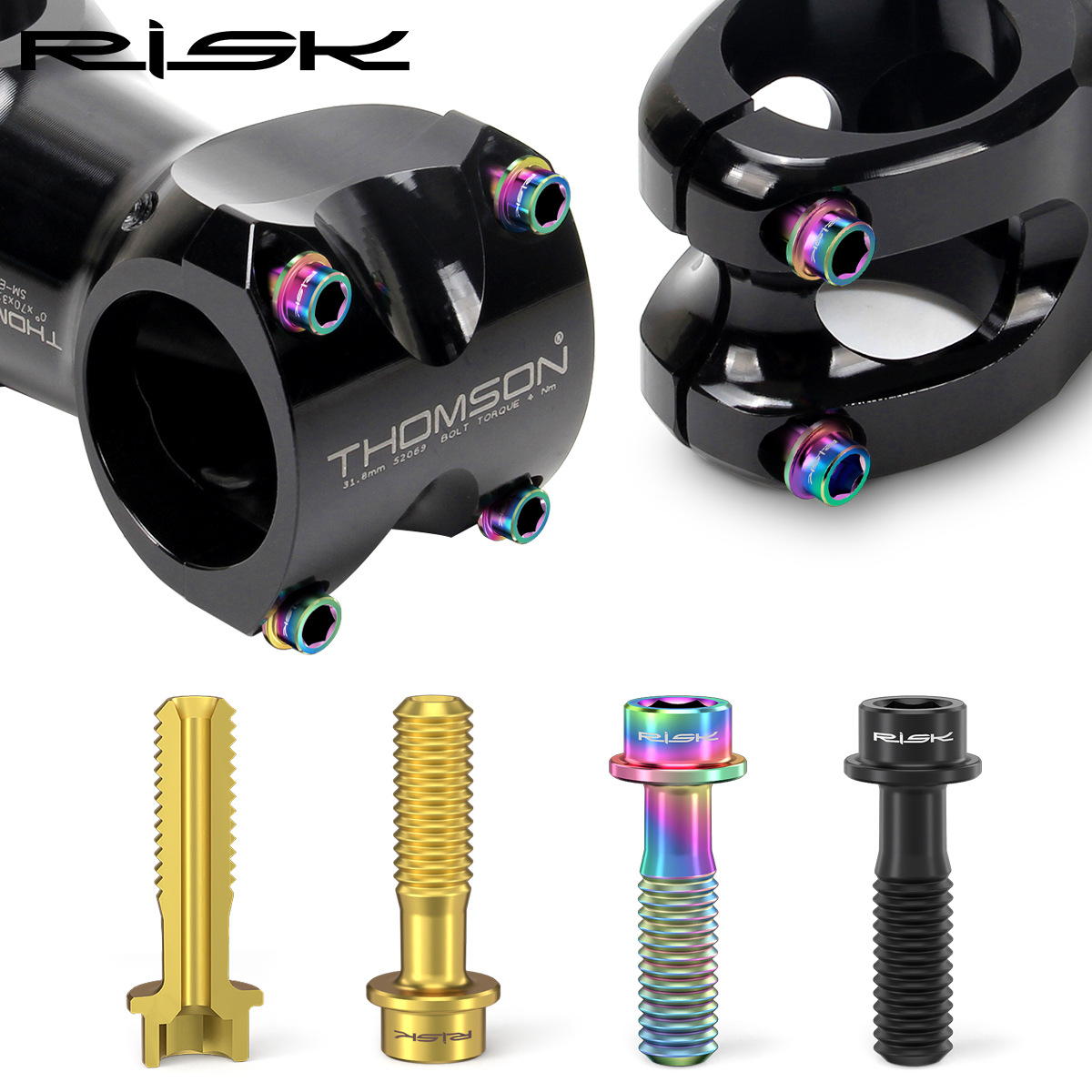RISK Titanium Alloy Stem Fixing Screws Mountain and Road Bike Handlebar ...