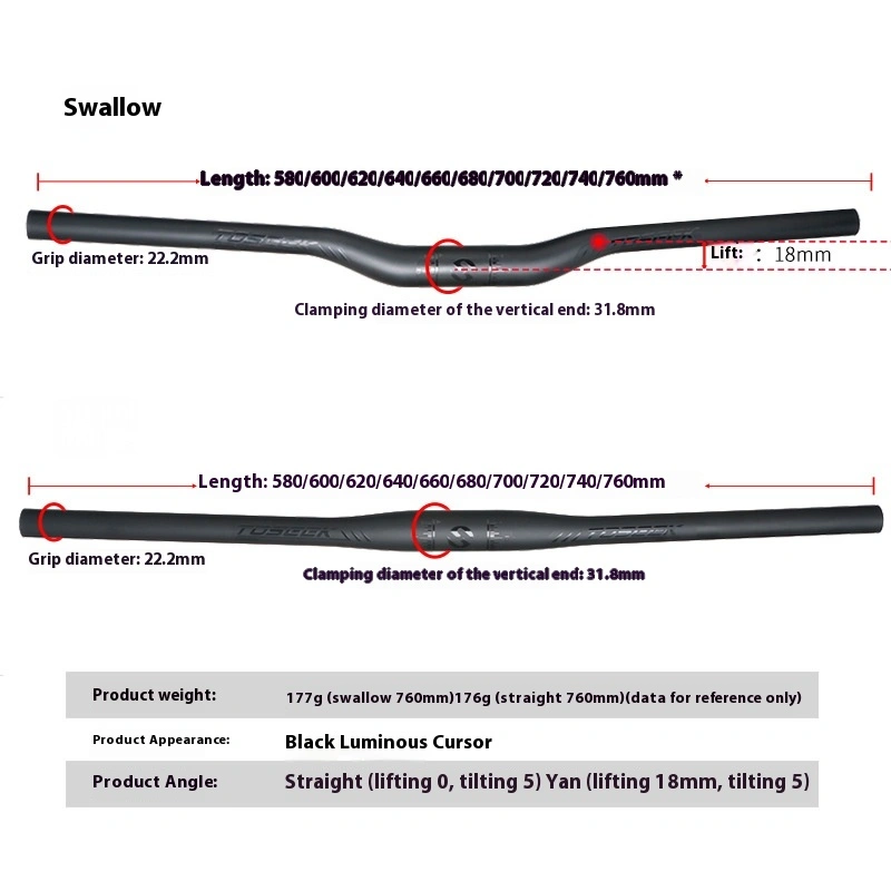 TOSEEK Carbon Fiber Black Painted Glossy Label Straight and Yoke ...