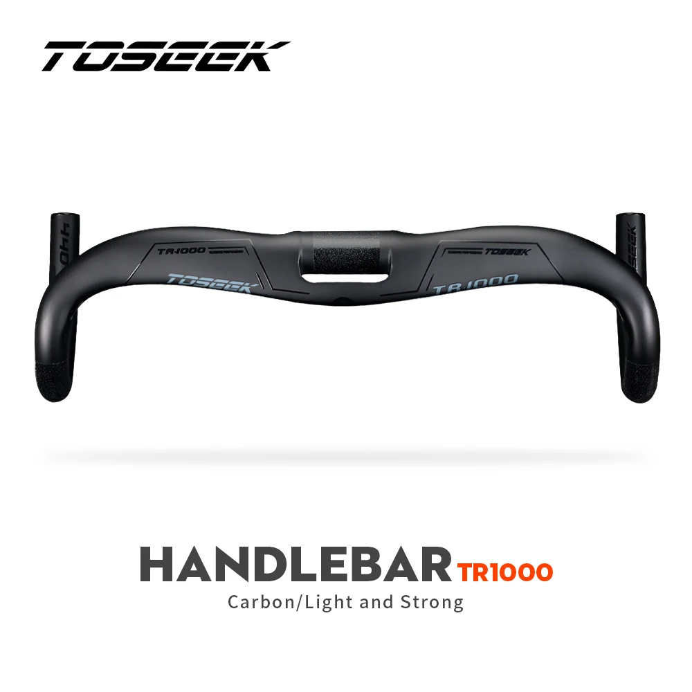 TOSEEK Handlebar TR-1000 Road Carbon Handlebar Matt Black Bicycle Handle Bar Internal Wiring 400 ...
