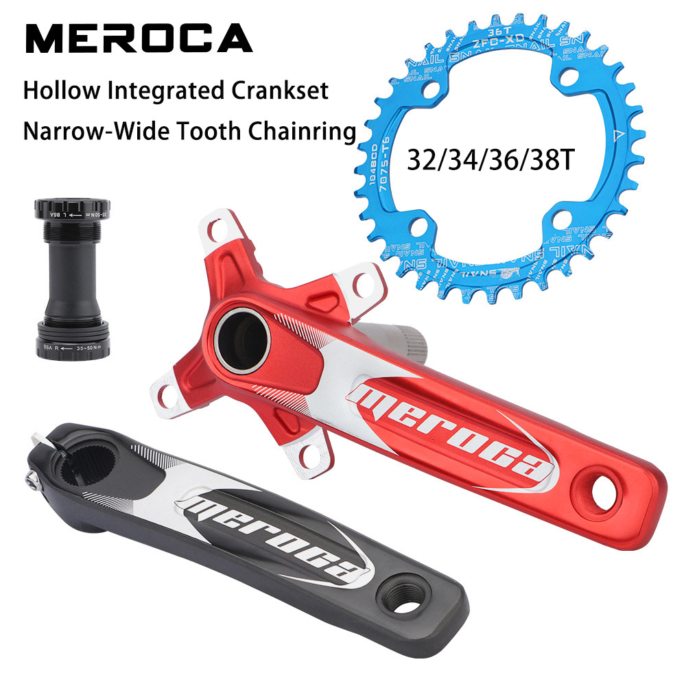 MEROCA MTB Crankset 104/64BCD Bike Crank 170mm Snail Chainring 32/34/36 ...