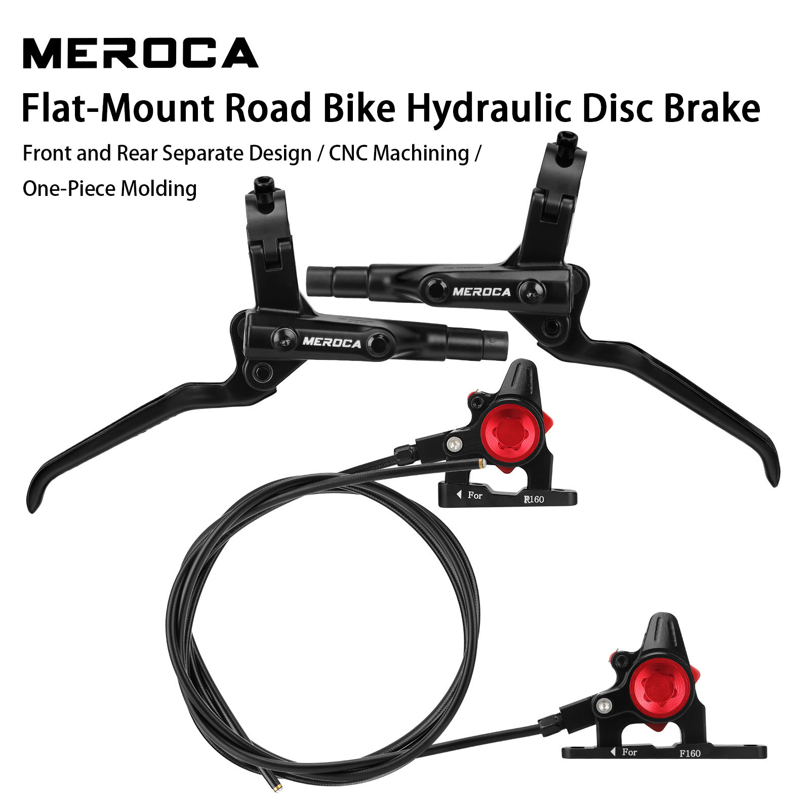 MEROCA Flat Handlebar Road Bike Hydraulic Disc Brake Dual-Sided Brake ...