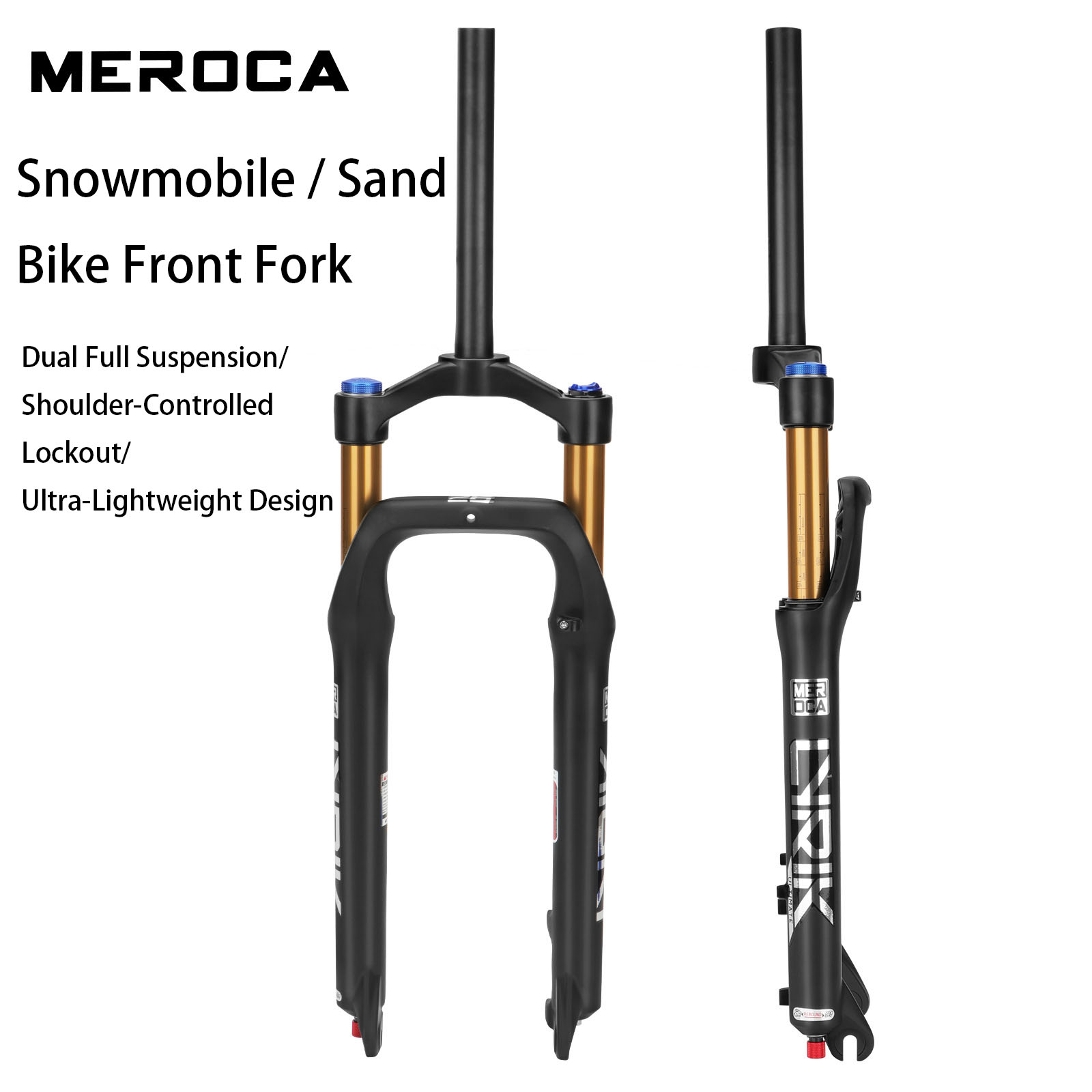 MEROCA Snow Bike Front Fork 26-inch 4.0 Fat Fork with Fat Tire Front Fork 135mm Sand Bike Air Fork