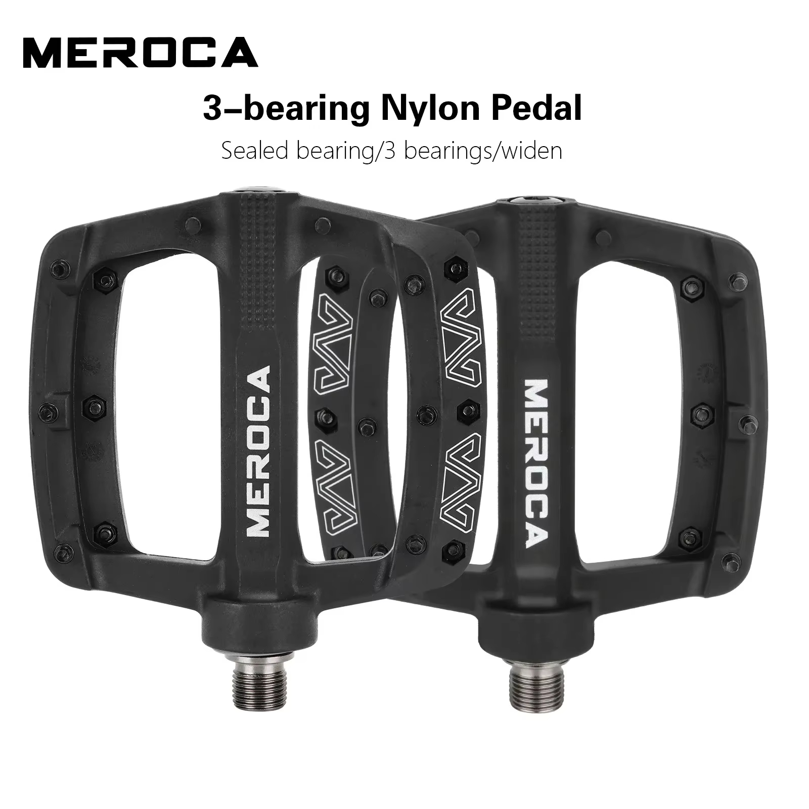 MEROCA Mountain Bike Nylon Pedal Large Bearing Widen Foot Non-slip 3 ...