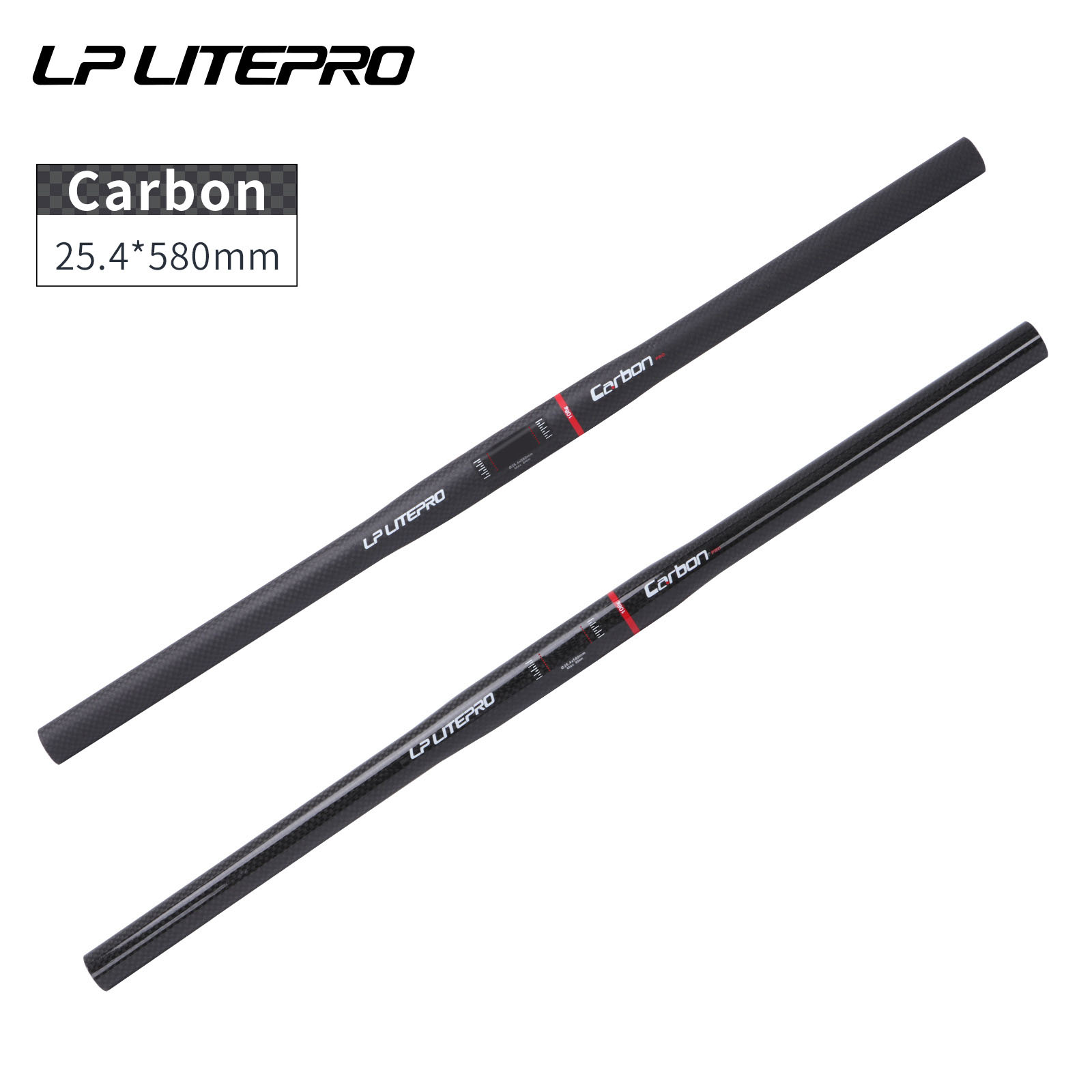 LP Litepro Full Carbon Fiber Bike Handlebar 25.4x580mm 3K Carbon Fibre ...