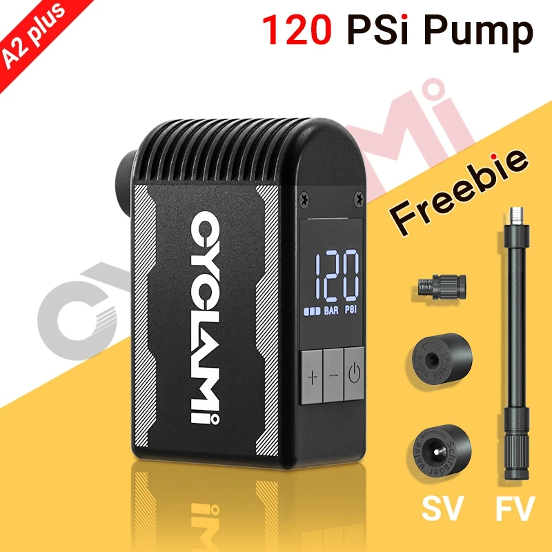 CYCLAMI Mini Plus Portable Pump for Bicycle Cordless Air Inflator Presta Schrader Valve Outdoor ...