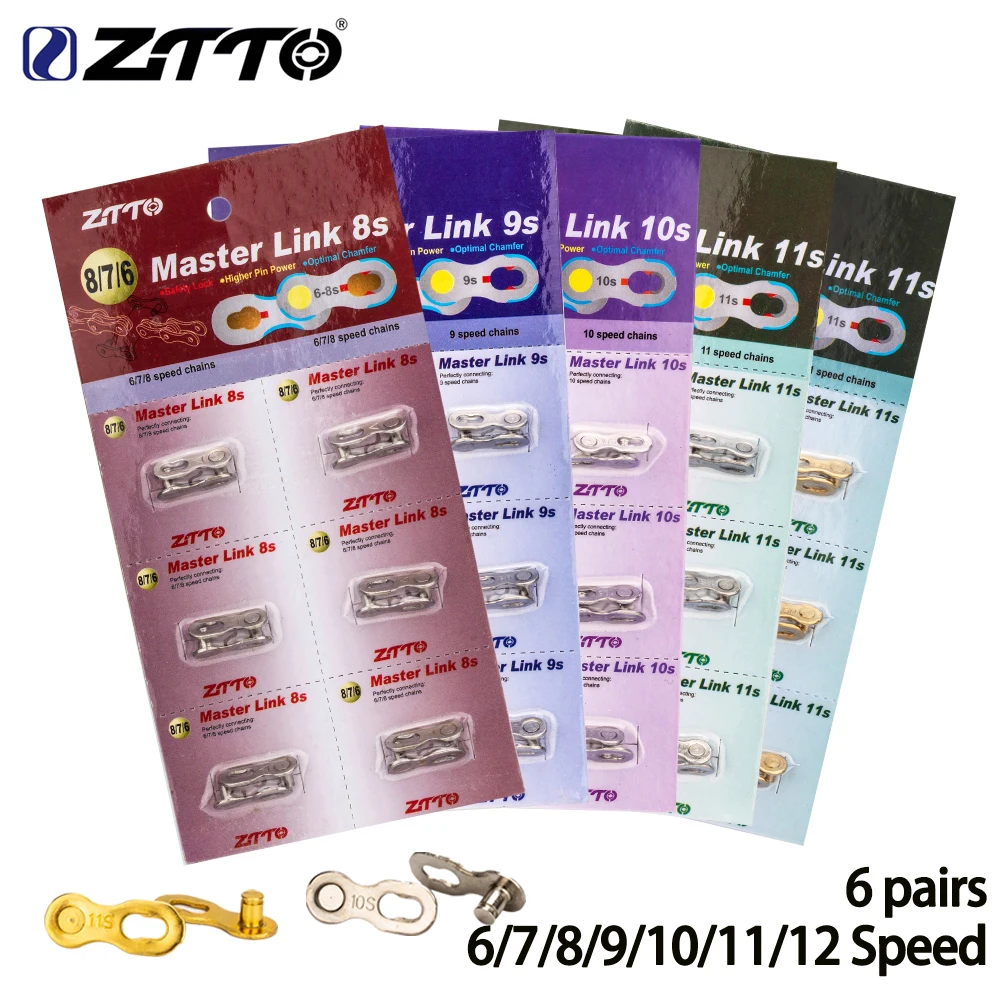 ZTTO 6 Pairs Bicycle Chain Master Link 6/7/8/9/10/11 Speed MTB Road ...