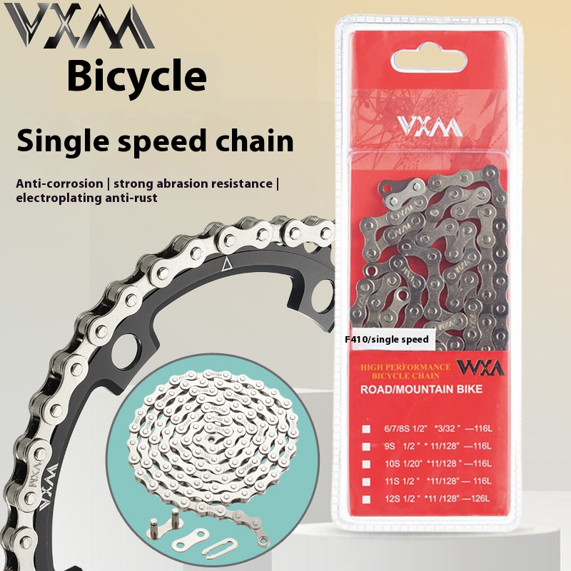 VXM Bicycle Chain 114L Single Speed Silver Universal Fully ...
