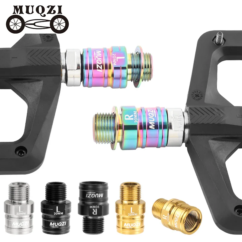 MUQZI 1pair Titanium Pedal Extender 20mm MTB 9/16 Thread Pedal Extended Adapter