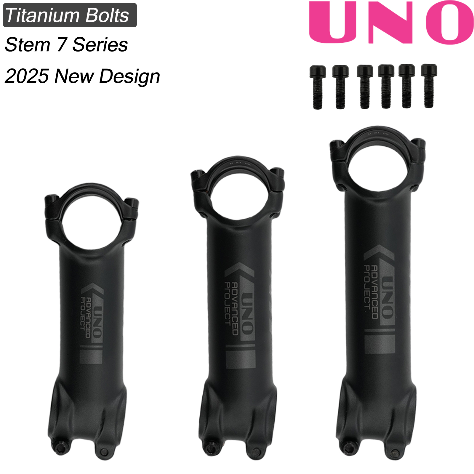 UNO Bike stem ultralight Ti Titanium bolts grey black -7 17 degree MTB ...