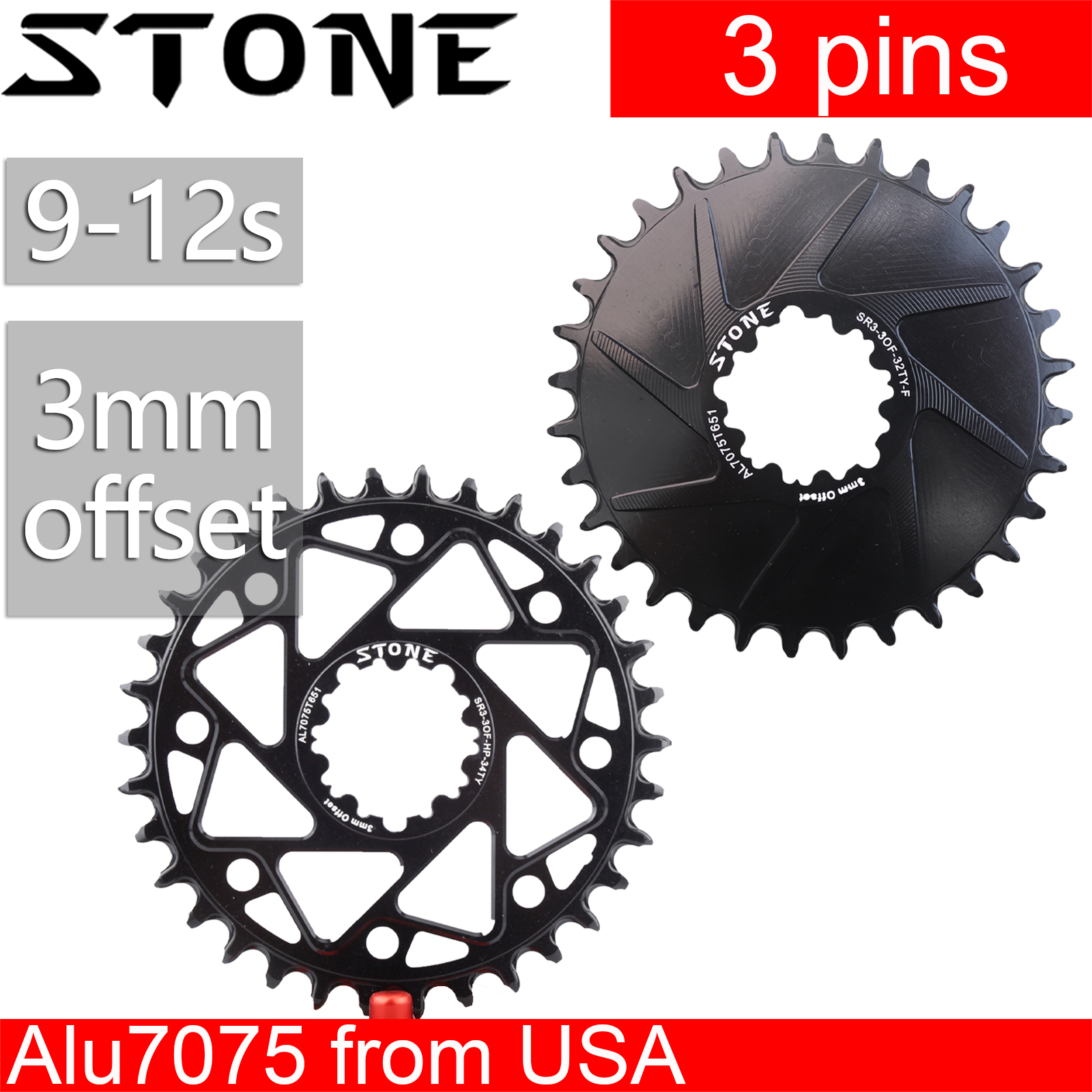 Stone Bike Chainring Aero 3mm Offset Direct Mount 12s Round for Sram ...