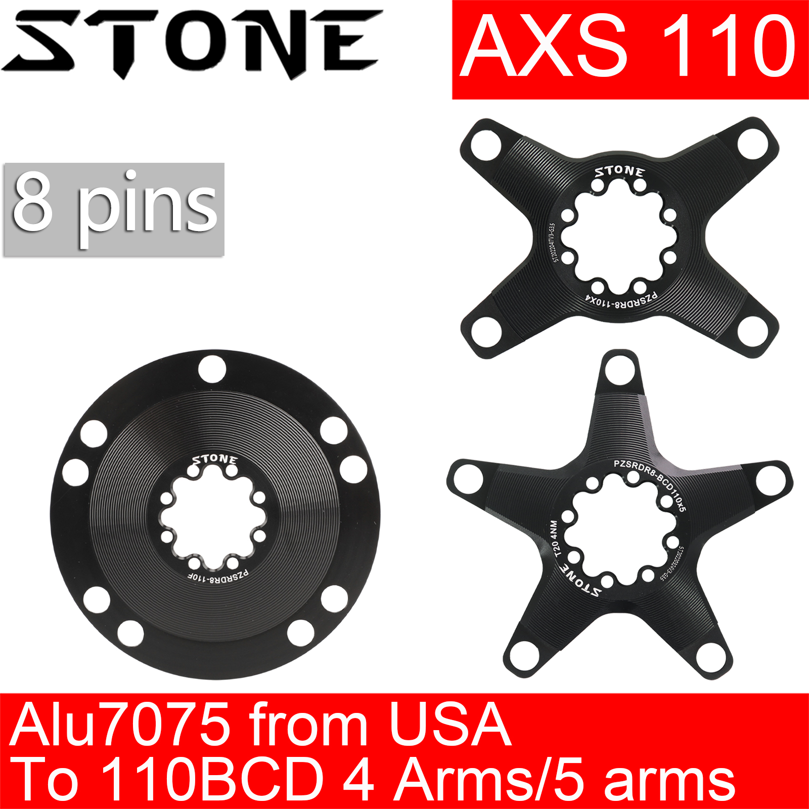 Stone AXS Chainring Adapter Converter Spider 110BCD for Sram Force Red ...