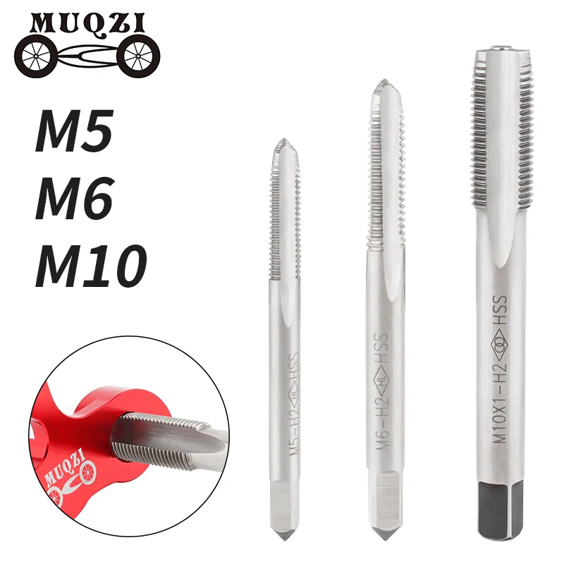 MUQZI M5 M6 M10 Tap Bike Stem Screw Thread Taps Hanger Hook Disc Brake Thread Tap Tool