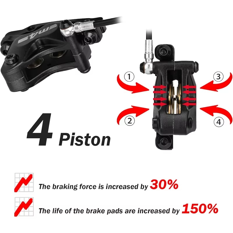 MEROCA M4S 4-Piston Mountain Bike Hydraulic Disc Brakes Front 850mm ...