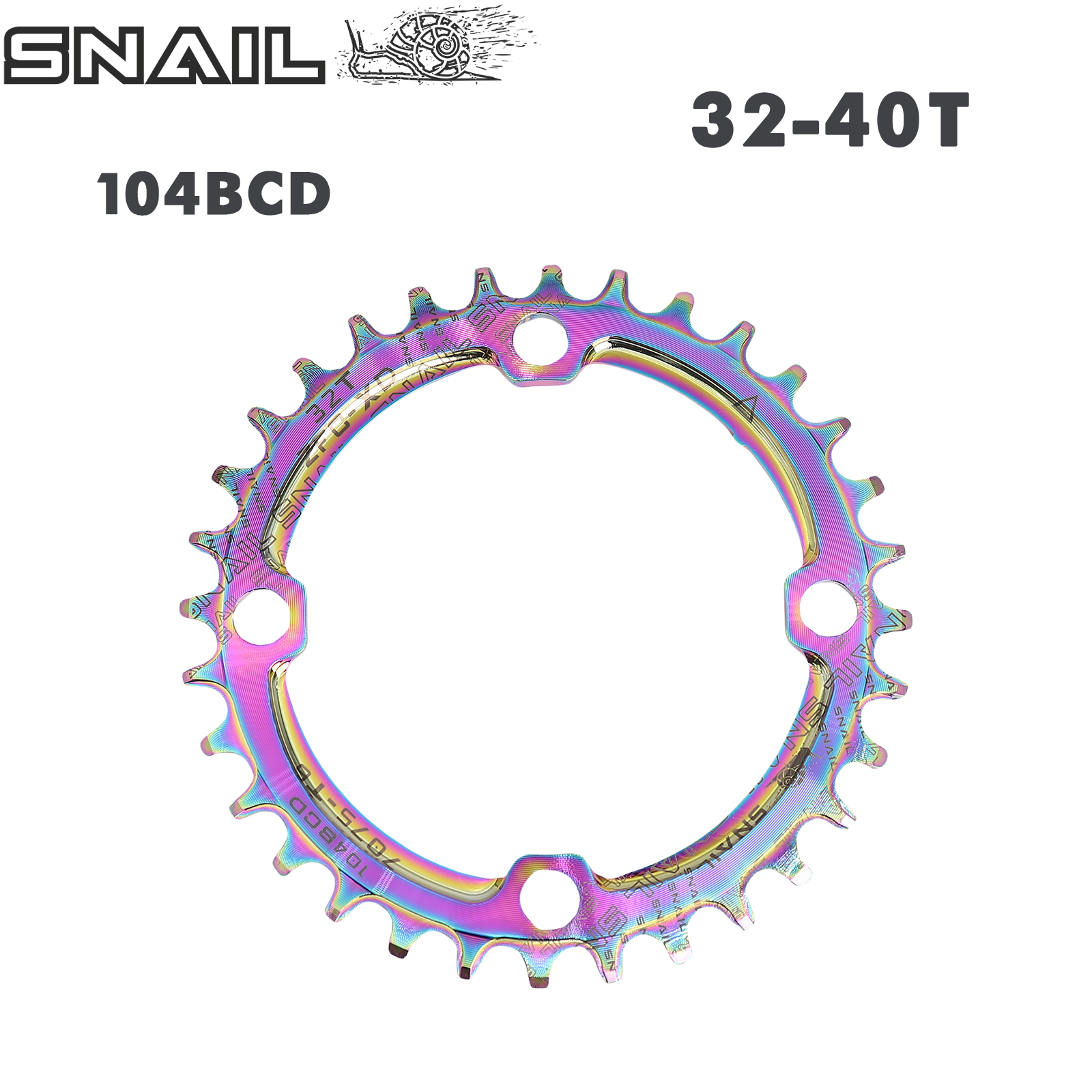 SNAIL Bike Chainring 104BCD Round oil slick 32 34 36 38T Narrow Wide Ultralight MTB Mountain ...