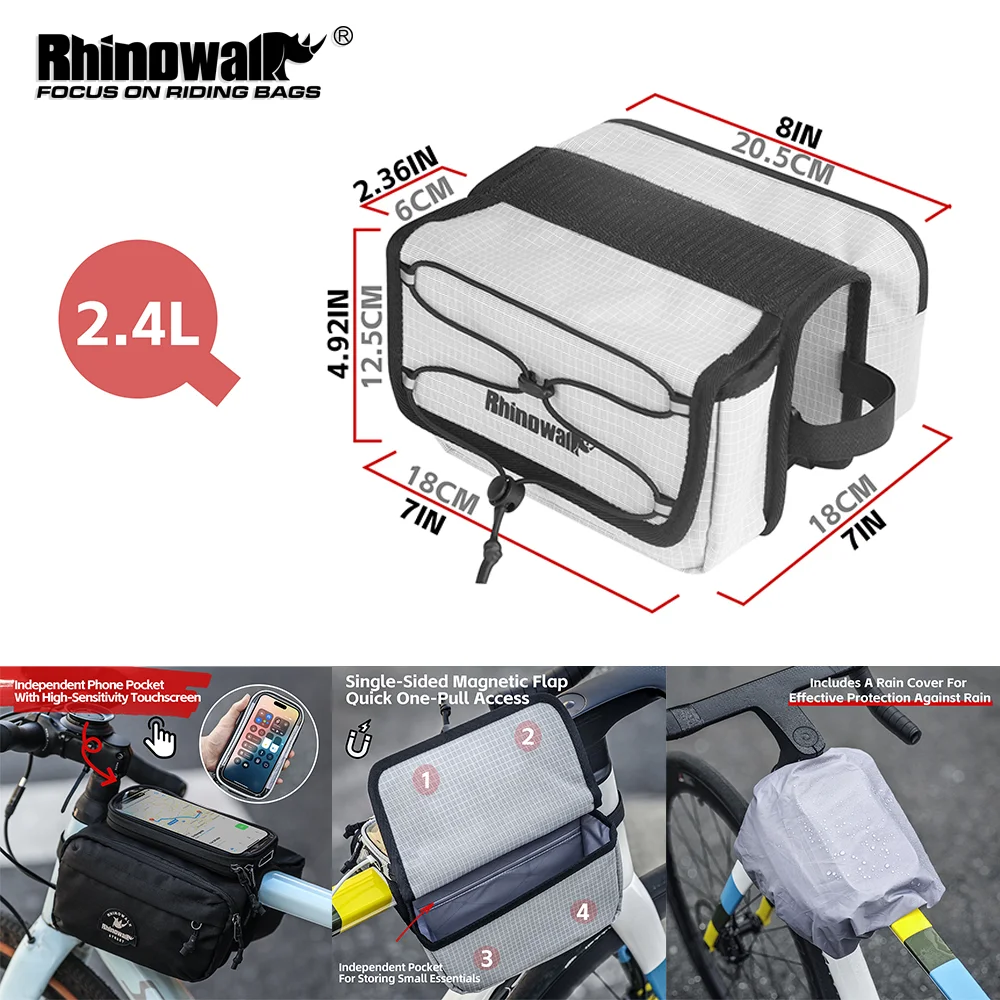 Rhinowalk Bike Front Frame Bag Waterproof Bicycle Saddlebag Cycling ...