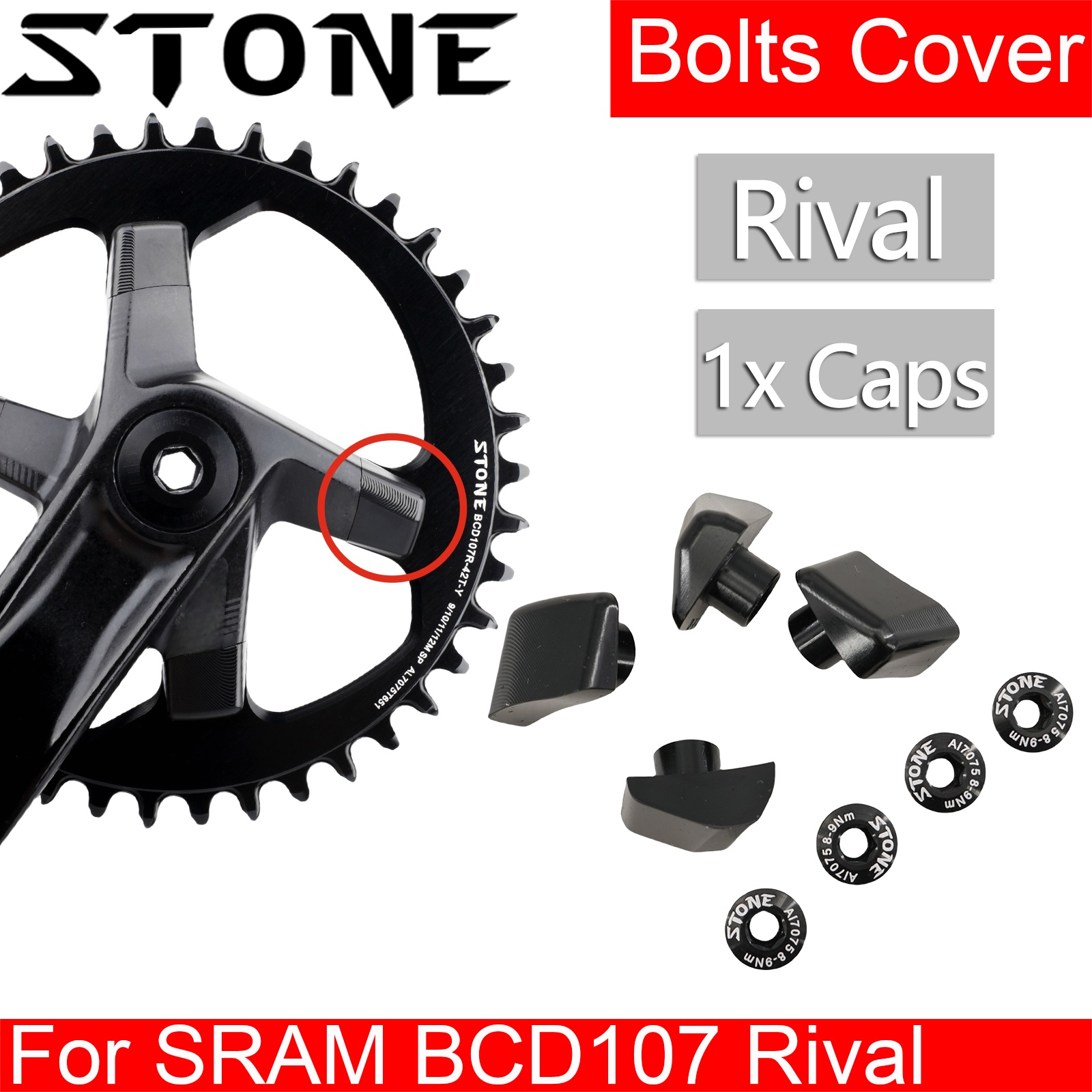 STONE Chainring Decoration Bolts Cover for Sram Rival BCD107 12-Speed ...