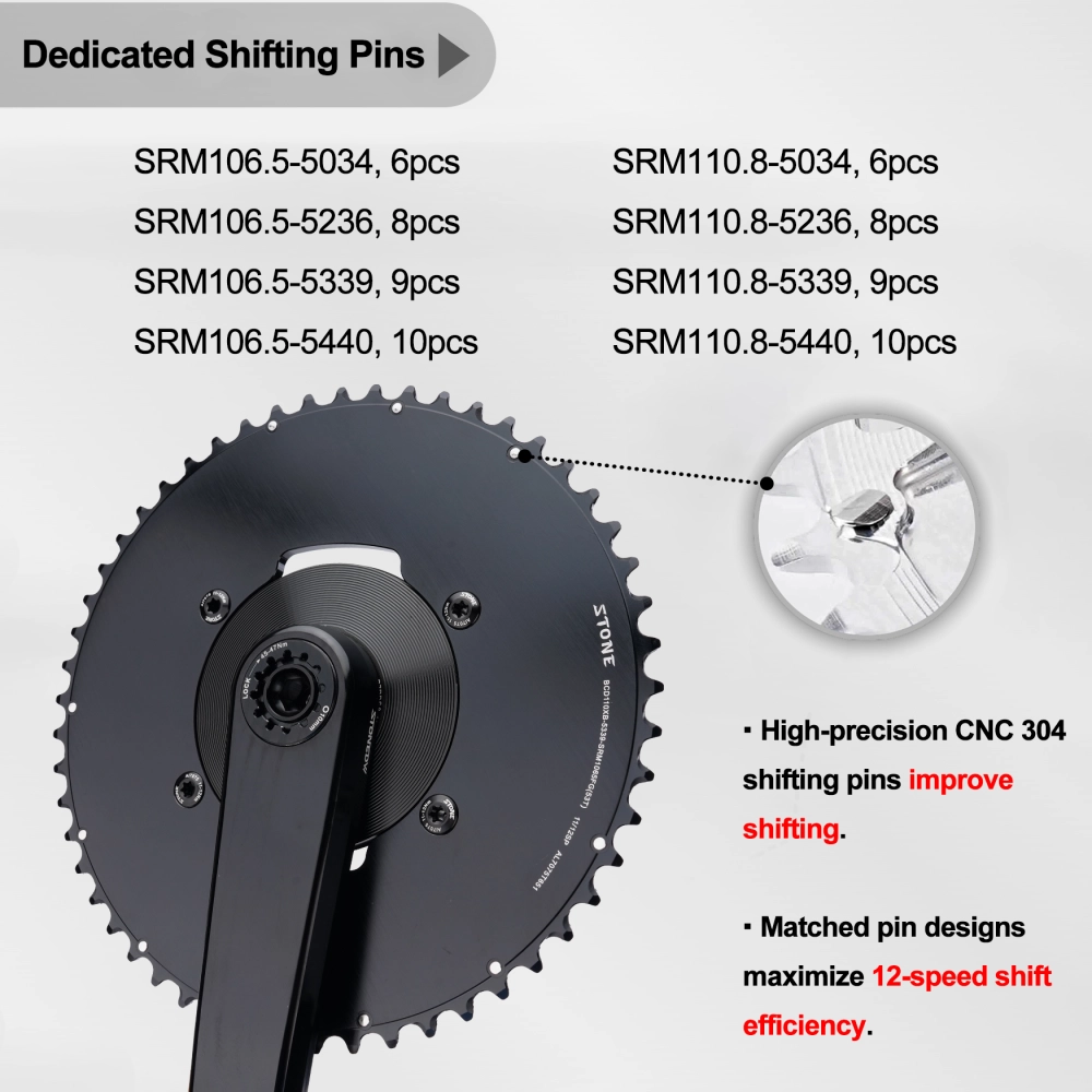 Stone Double Chainring 110BCD for SRM PowerMeter PM7 PM9 Crankset 5800 ...