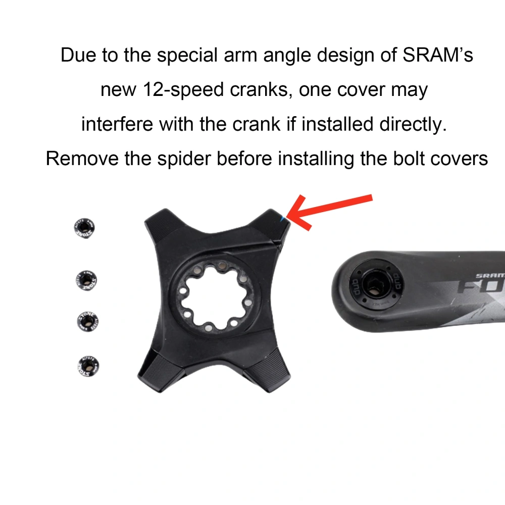 STONE Chainring Decoration Bolts Covers for SRAM Force BCD107 12-Speed ...