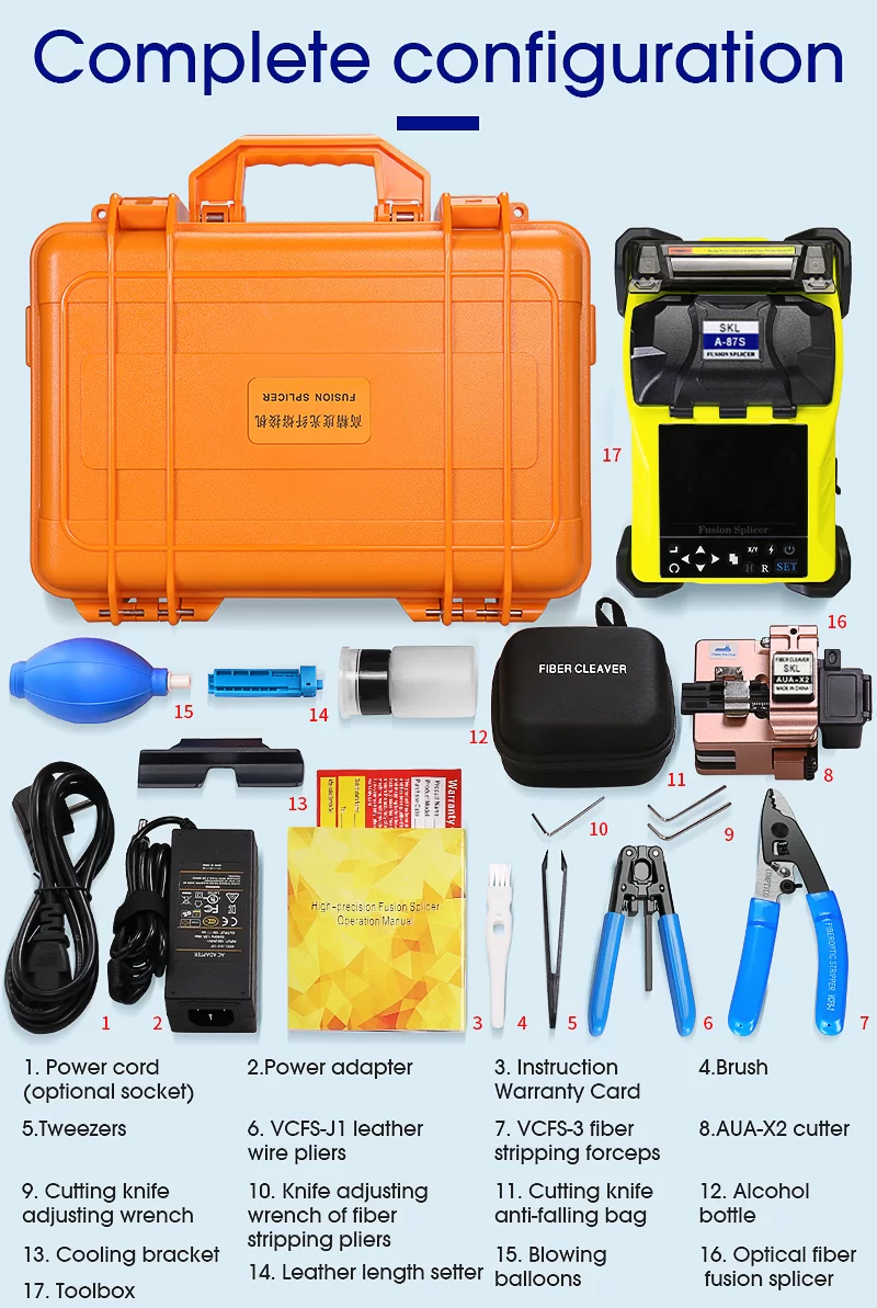 SKL A-87S Fully Automatic Mini Fiber Fusion Splicer FTTH Optical Fiber ...