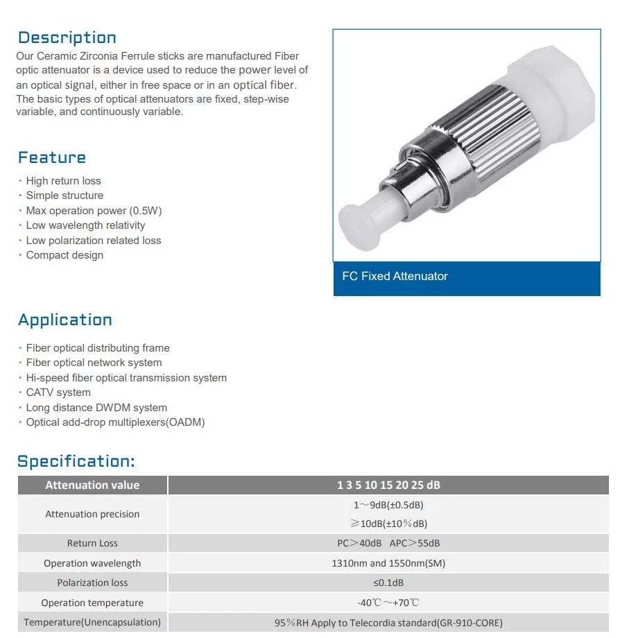 Fixed Male To Female Ftth Fc Fiber Variable Optical Attenuator,Fiber Cable Accessories,Optical ...