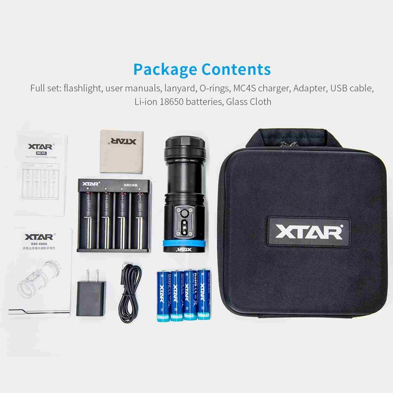 XTAR D30 4000lm Underwater Photography Diving Light