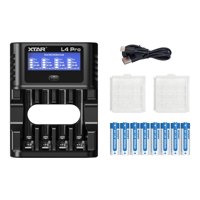 XTAR L4 Pro Smart Charger for AA/AAA 1.2V NI-MH and 1.5V Lithium battery