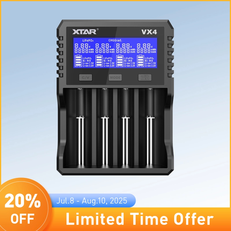 XTAR VX4 Visible Mixer 1.5V/3.6V/3.7V Li-Ion 3.2V LiFePO4 1.2V Ni-MH ...