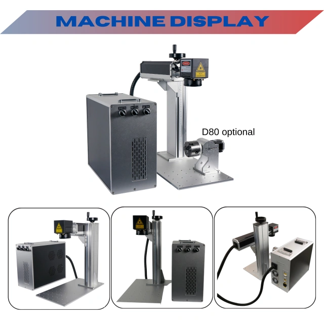MCWlaser 50W JPT Split Type Fiber Laser Engraver Marking Machine With 8 ...