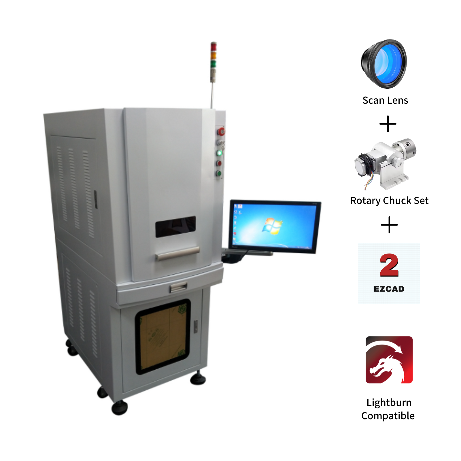 MCWlaser 60W/80W/100W MOPA M7 Enclosed & Cabinet B Type Fiber Laser ...