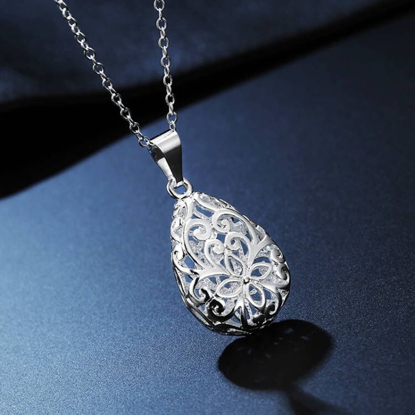 New 925 Stamp Silver Original designer Hollow water drop pendant ...