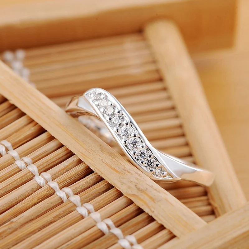 engagement ring s925 Stamp Silver color crystal For Women Fashion ...