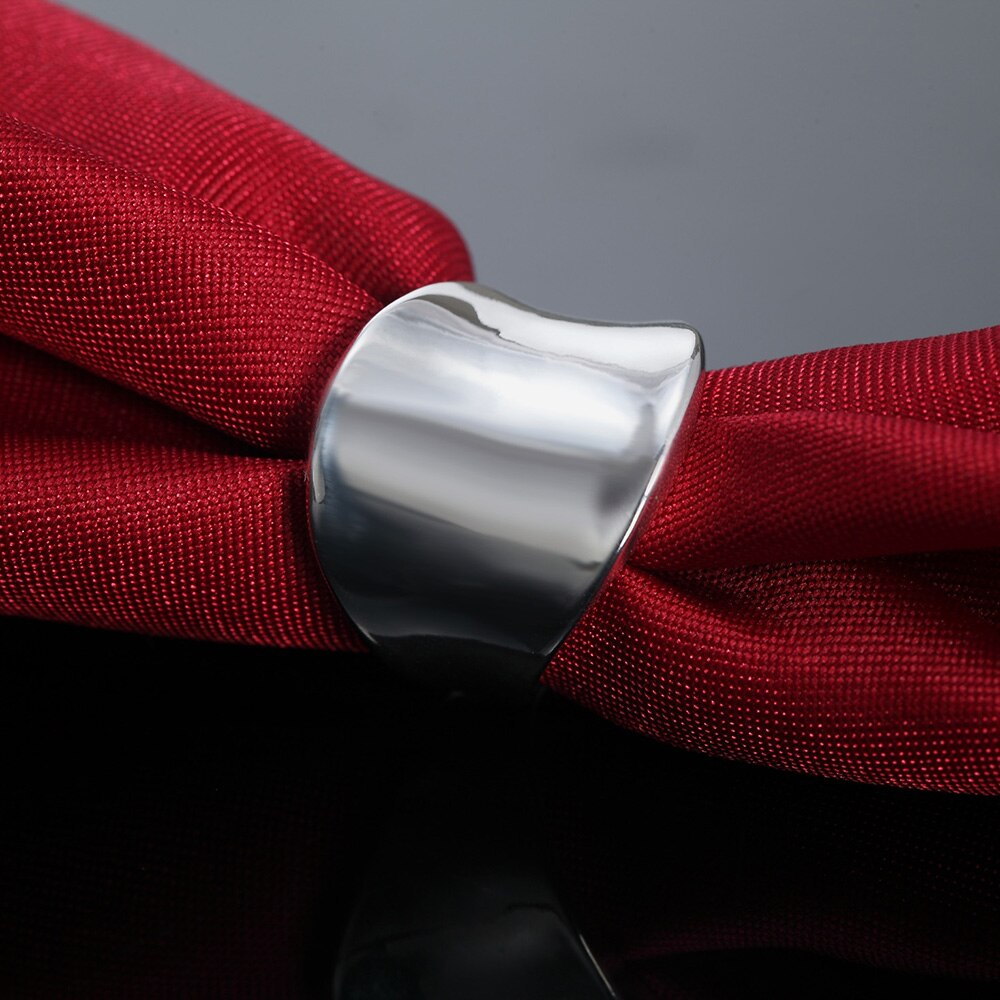 Hot classic 925 Stamp Silver color wide Rings for men Women Size 6 7 8 ...
